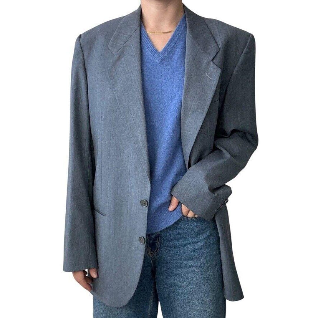 Yves Saint Laurent Mens YSL Slate Blue Striped Wool Sport Coat Blazer ...