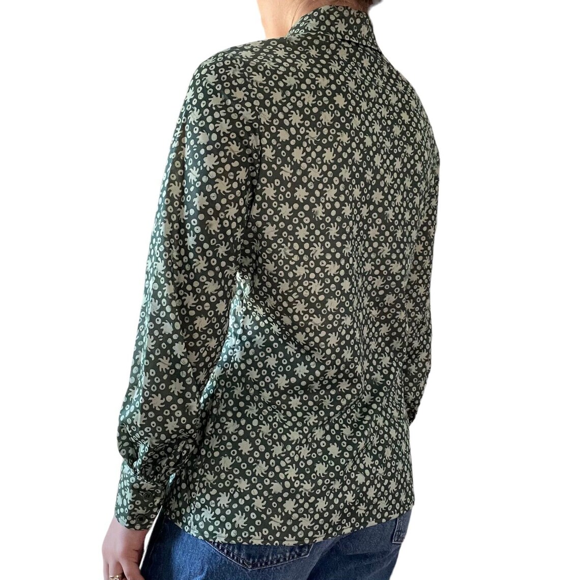 Vintage 1970s Womens Neusteters Green Retro Disco Collar Psychedelic ...