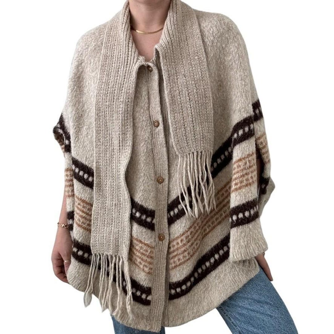 Anibal Baltra Womens Alpaca Wool Blend Hippie Fringe Ranchwear Poncho ...