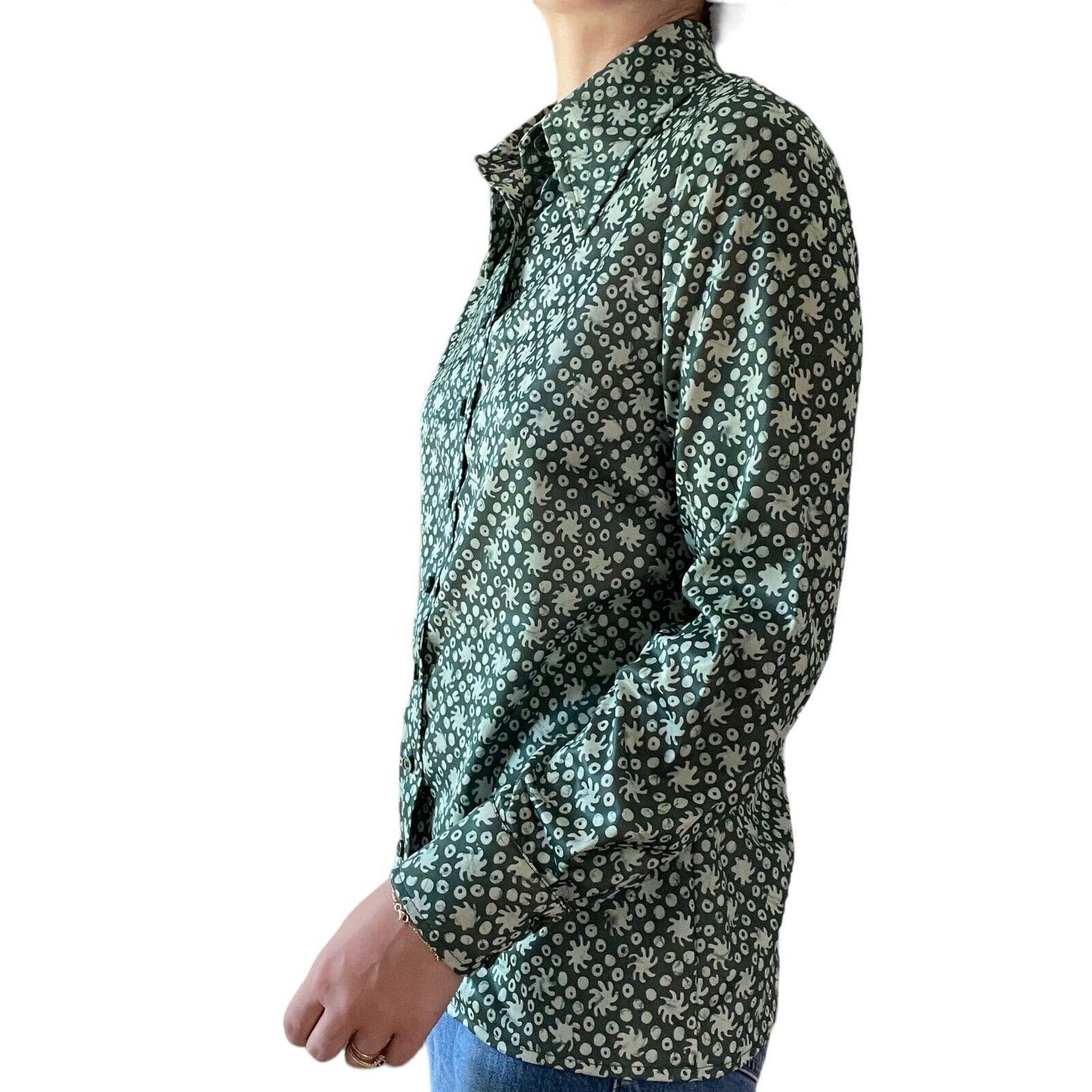Vintage 1970s Womens Neusteters Green Retro Disco Collar Psychedelic ...