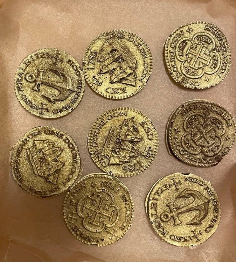 Pirate Doubloon Treasure Doubling Coins Silicone Mold Gumpaste Fondant ...