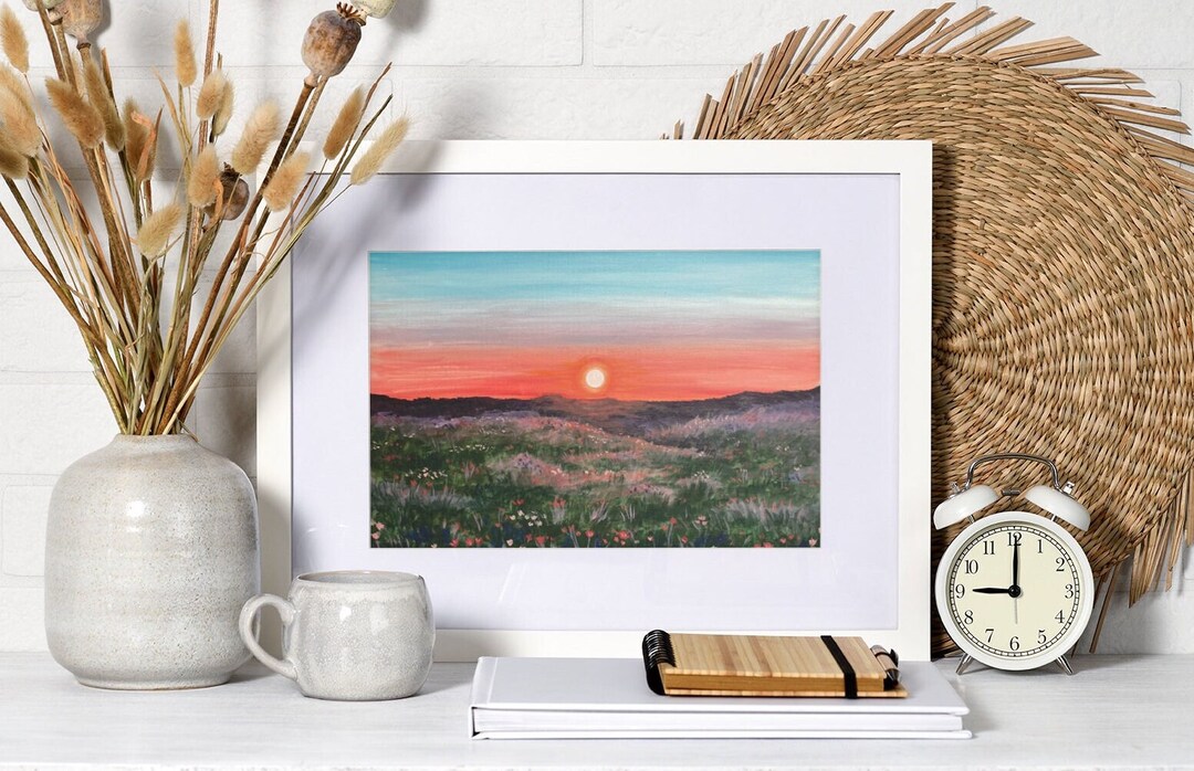Prairie Sunrise Art Print Acrylic Landscape Painting Colorful Sunrise ...