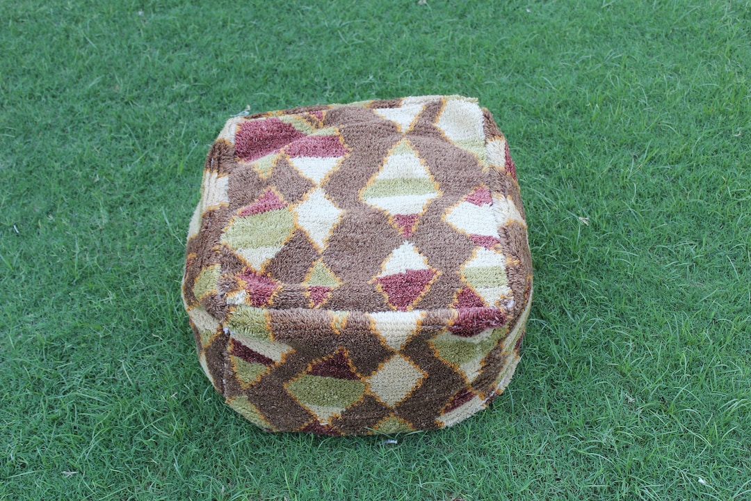 Handmade Wool Pouffe Cover With Filled Home Decor Living Room Pouffe ...