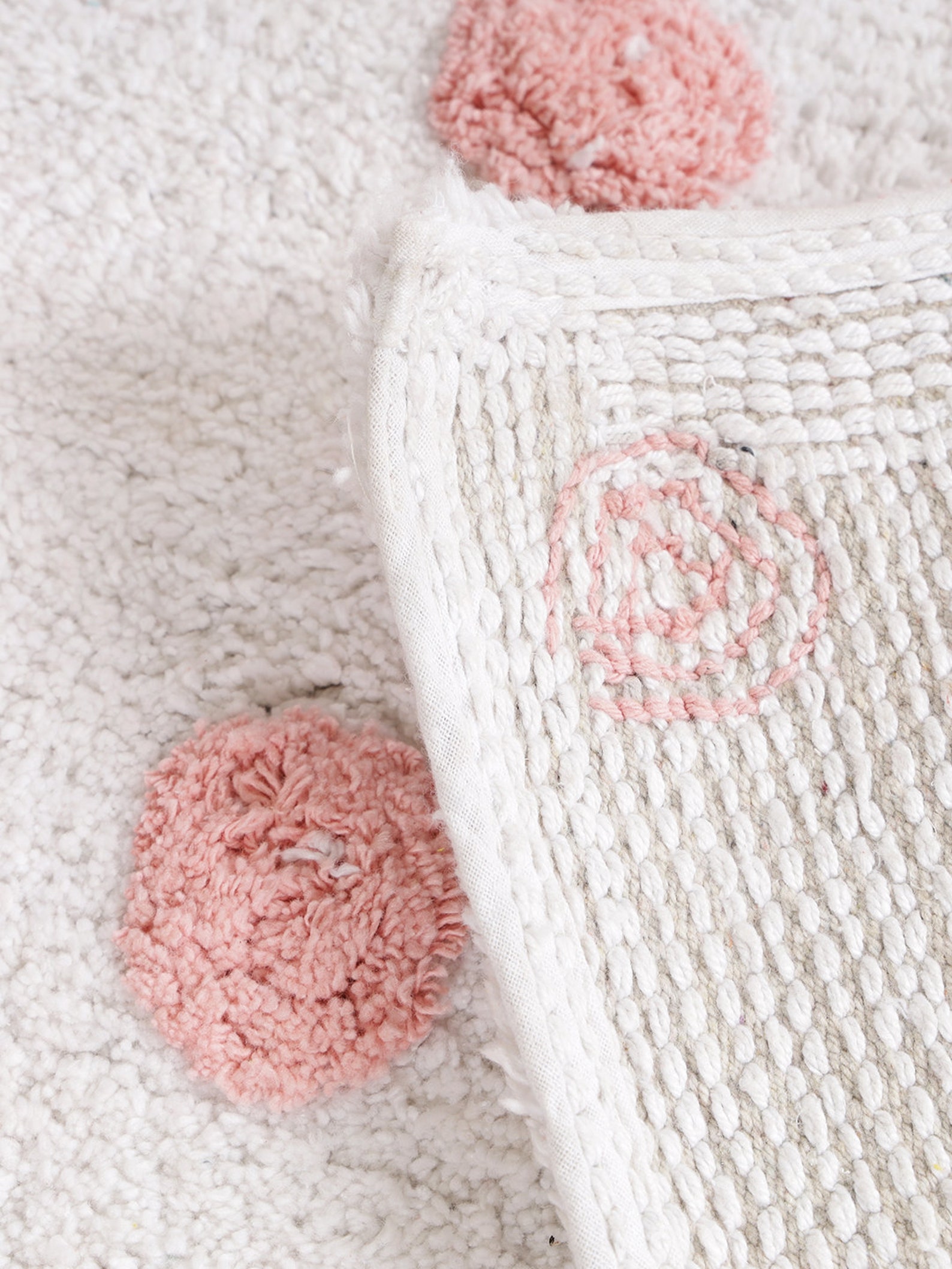 Pink and White Tufted Cotton Bath Mat Washable Bathroom Mat - Etsy