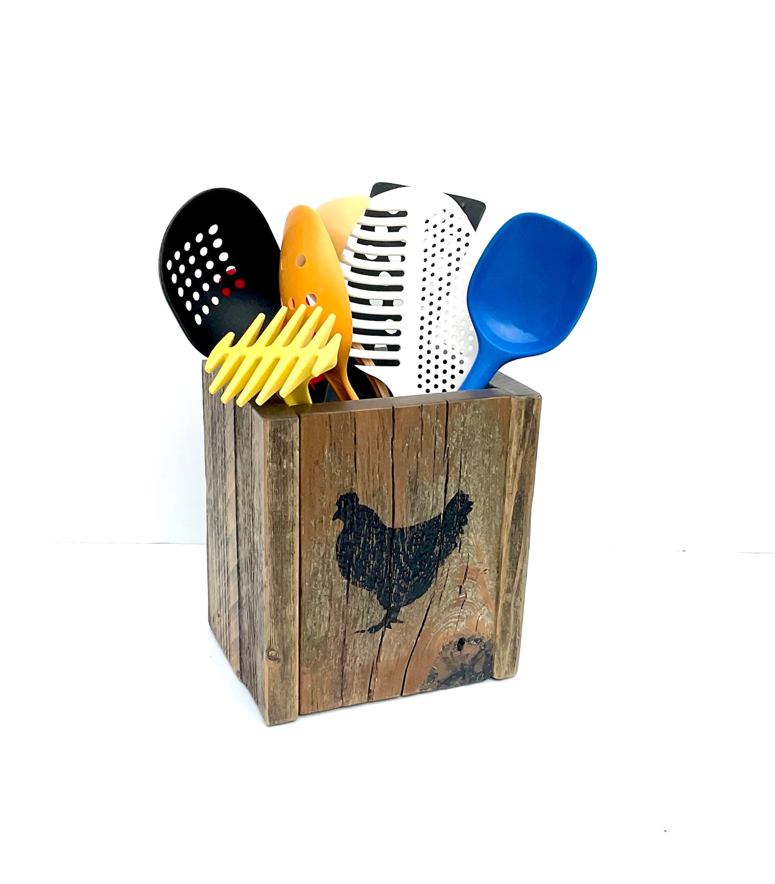 Farmhouse Utensil Holder Rustic Wood Utensil Holder Kitchen - Etsy