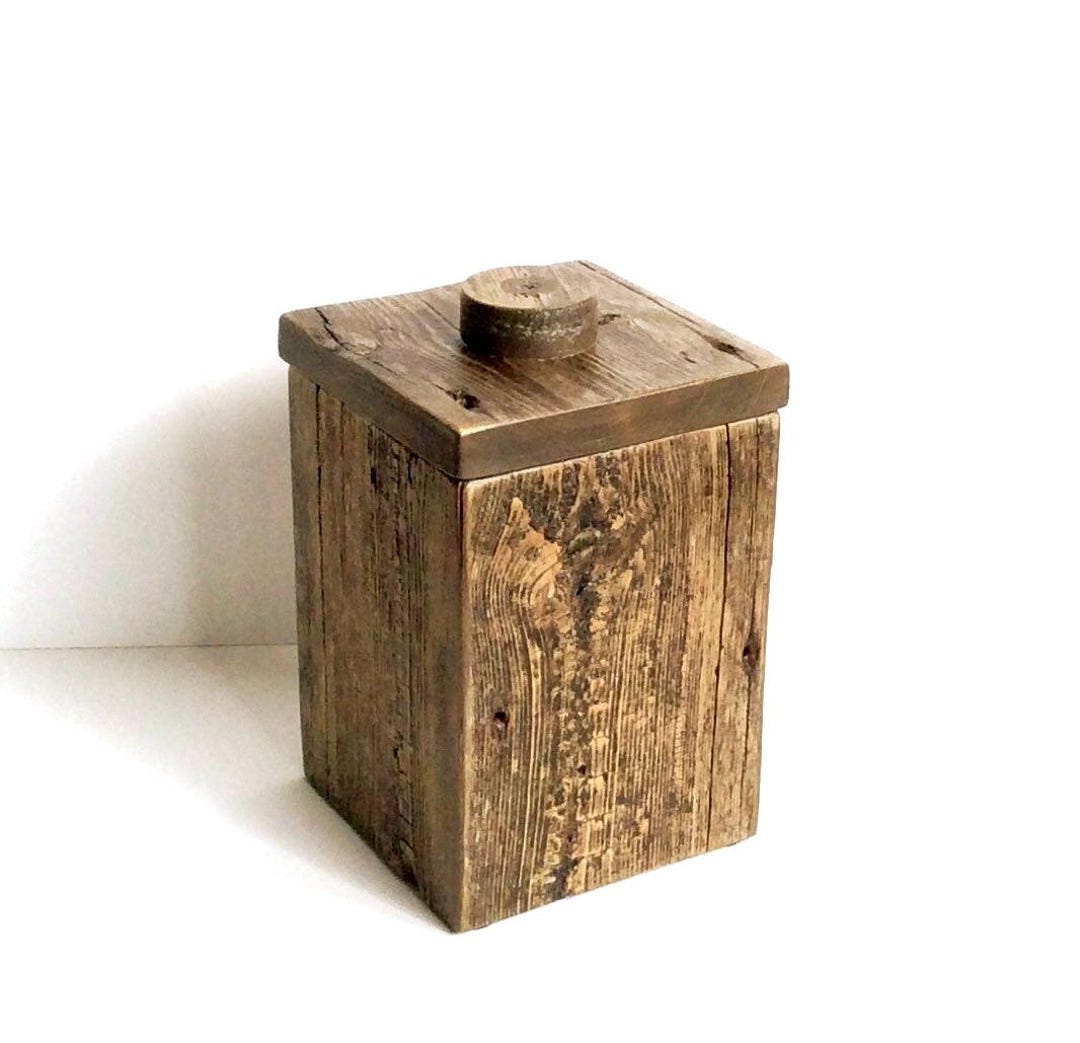 Reclaimed Rustic Wood Kitchen Canister, Farmhouse Kitchen Decor - Etsy