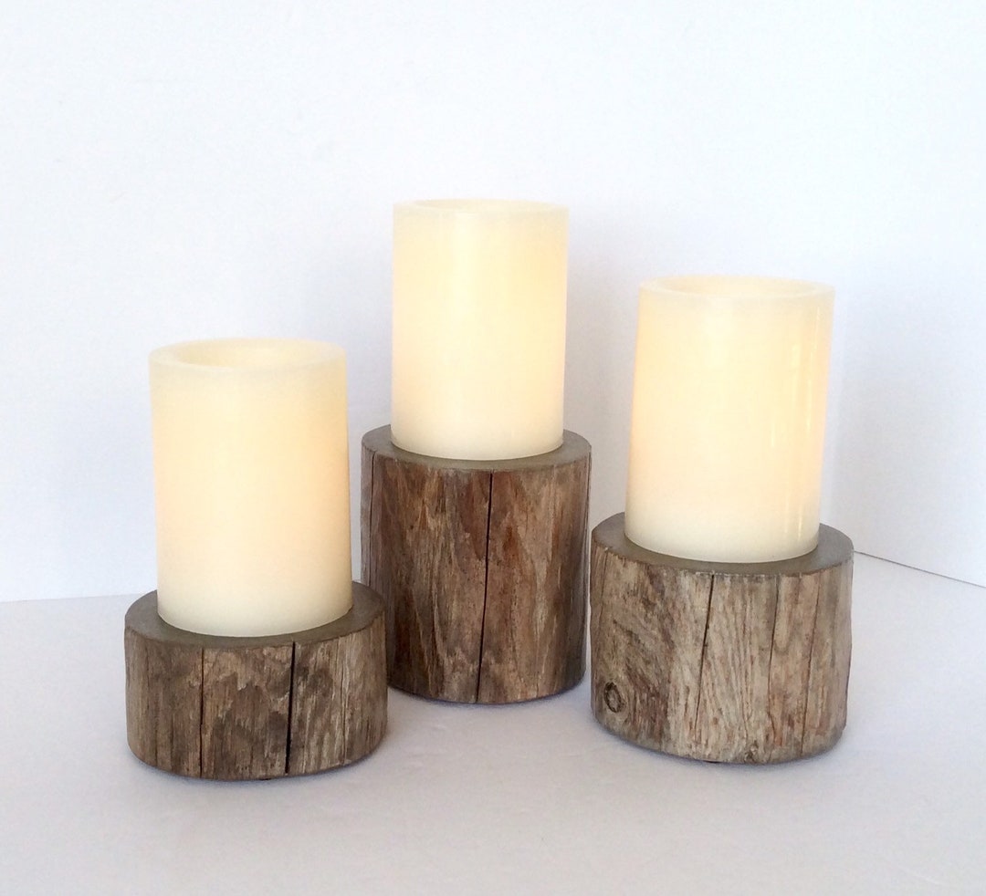 Pillar Candle Holders, Wood Candle Risers, Pillar Candle Holder Set ...