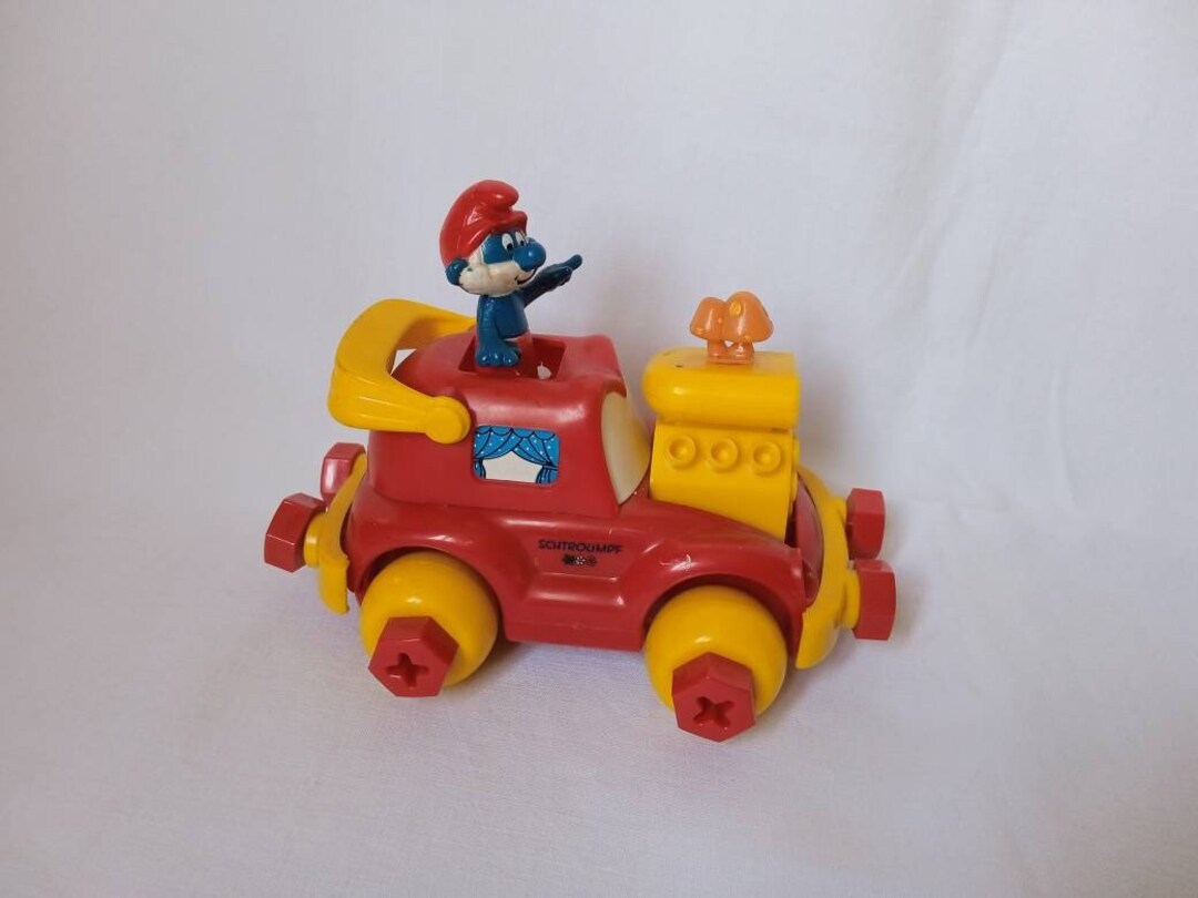 Smurfs Smurfs Peyo Dismantling Car With Papa Smurf Figurine Zima 1981 ...