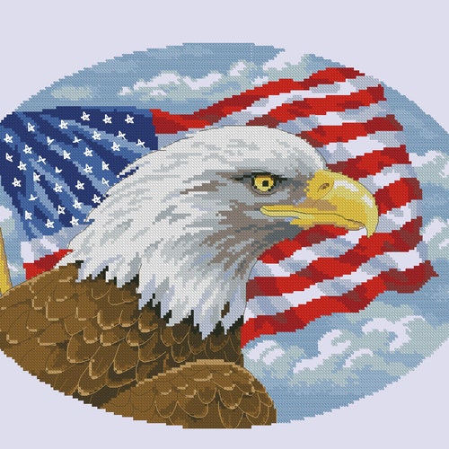 Eagle Cross Stitch Pattern Bald Eagle Colorful X-stitch Chart - Etsy