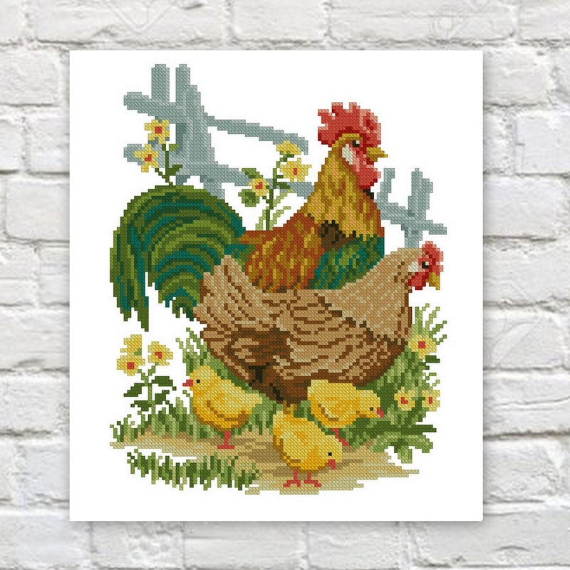 Chicken Cross Stitch - Etsy