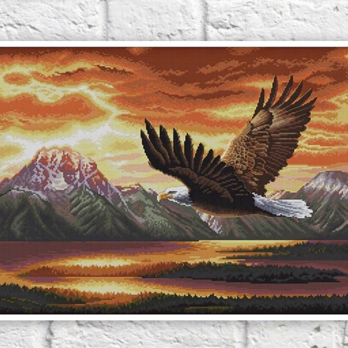 Eagle Cross Stitch Pattern Birds Colorful Art DIY X-stitch - Etsy