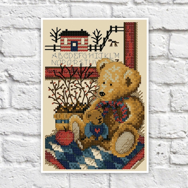 Teddy Cross Stitch - Etsy
