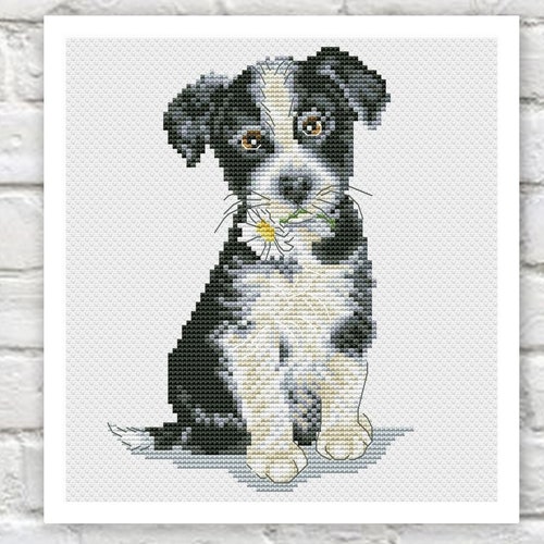 Dog Puppy Cross Stitch Pattern Colorful Art DIY X-stitch - Etsy