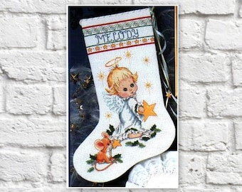 Christmas Stocking Cross Stitch Pattern Colorful Art DIY | Etsy