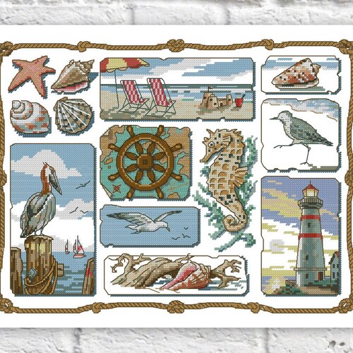 Sea Life Cross Stitch Pattern Colorful Art DIY X-stitch Chart - Etsy