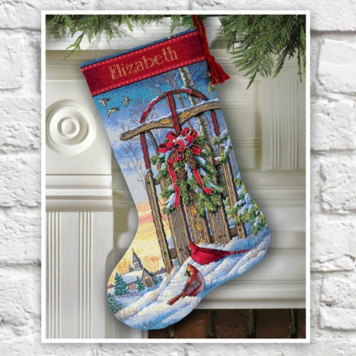 Christmas Stocking Cross Stitch Pattern Colorful Art DIY - Etsy