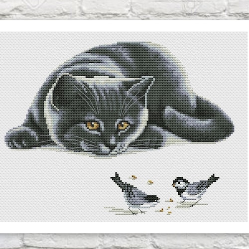 Black Cat Cross Stitch Pattern Instant PDF Download Black - Etsy
