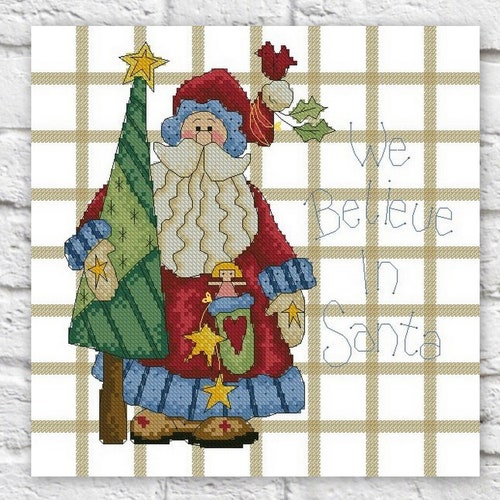 Christmas Santa Cross Stitch Pattern Colorful Art DIY X-stitch - Etsy