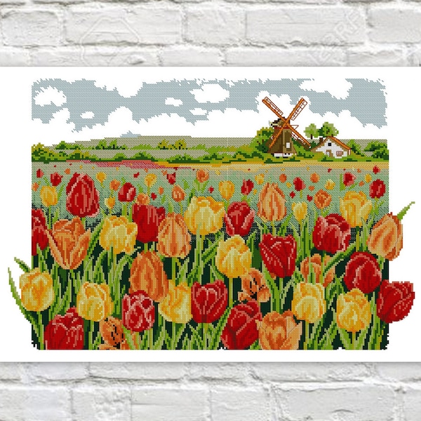 Tulip Cross Stitch - Etsy