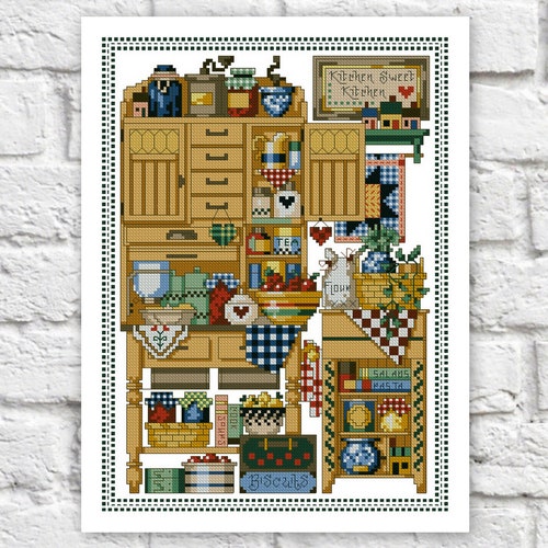 Kitchen Cross Stitch Pattern Colorful Art DIY X-stitch Chart - Etsy
