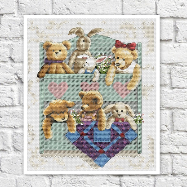 Teddy Cross Stitch - Etsy