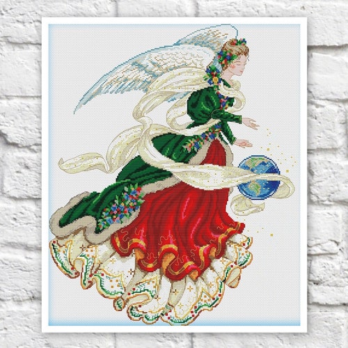 Angel Cross Stitch Pattern Colorful Art DIY X-stitch Chart - Etsy