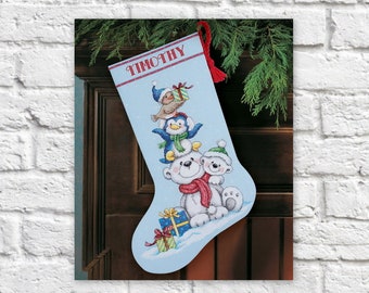 Christmas Stocking Cross Stitch Pattern Colorful Art DIY | Etsy