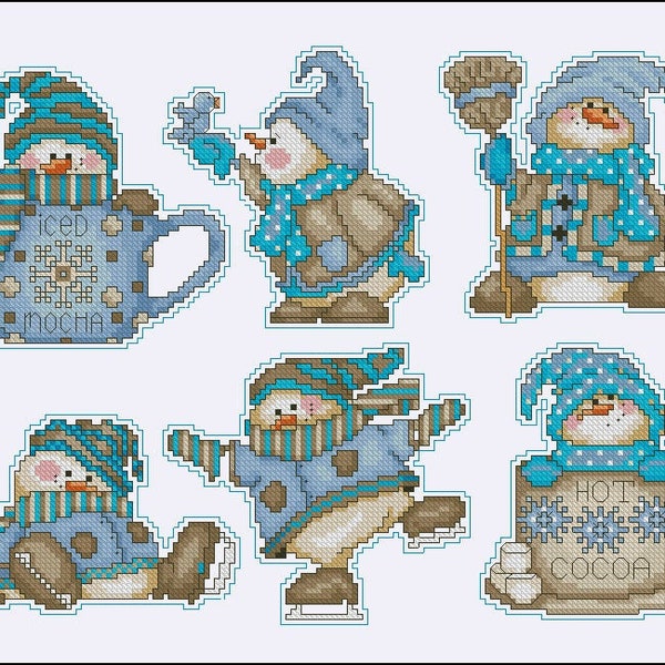 Snowman Cross Stitch Pattern - Etsy