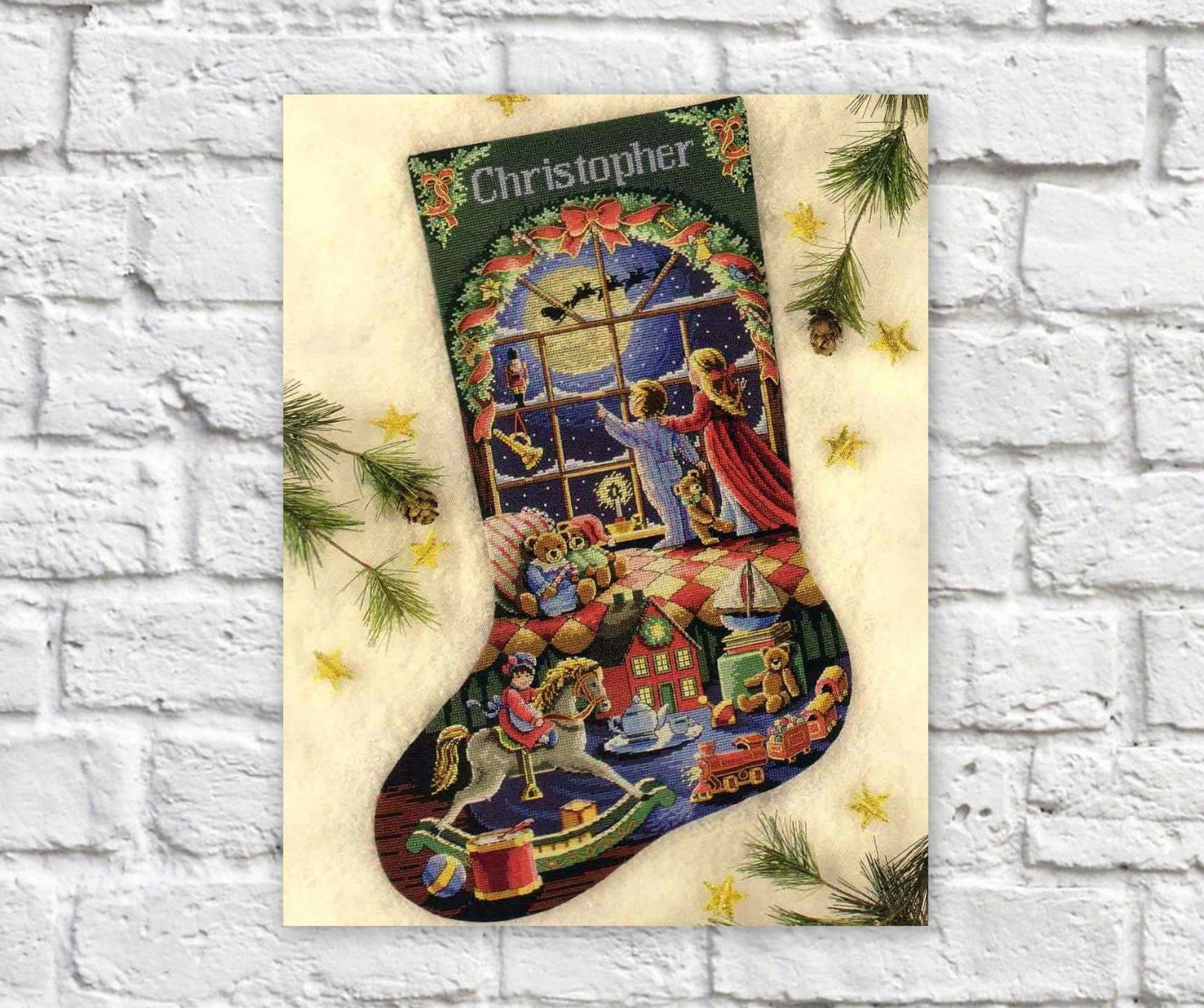 Christmas Stocking Cross Stitch Pattern Colorful Art DIY - Etsy