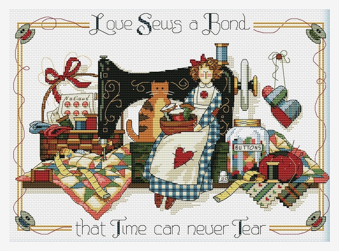 Sews Cross Stitch Pattern Colorful Art DIY X-stitch Chart | Etsy