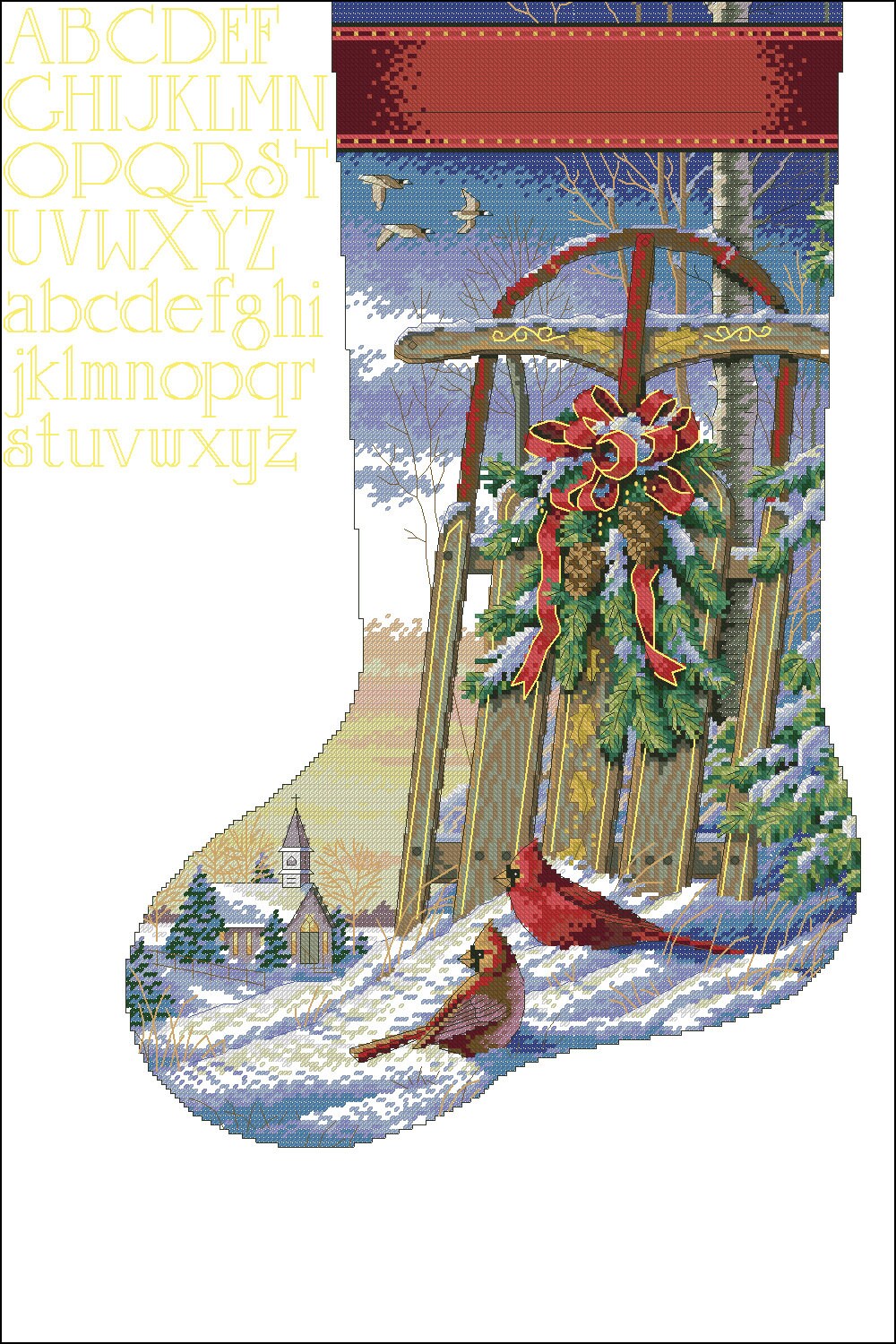 Christmas Stocking Cross Stitch Pattern Colorful Art DIY | Etsy