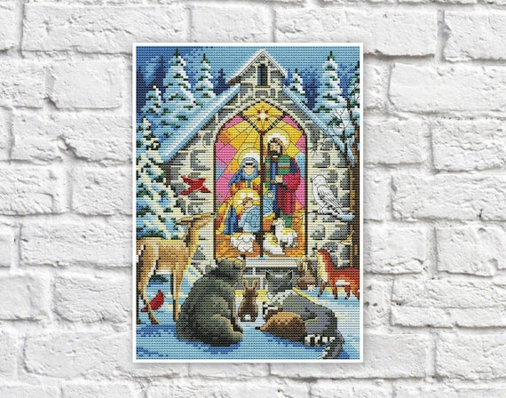 Religious Cross Stitch Pattern Colorful Art DIY X-stitch Chart - Etsy