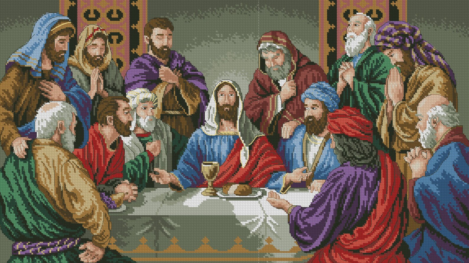 Religious Cross Stitch Pattern Colorful Art DIY X-stitch Chart | Etsy