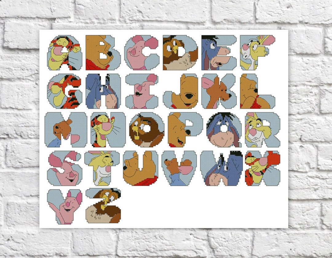 Alphabet Cross Stitch Pattern Letters Colorful Art DIY X-stitch ...