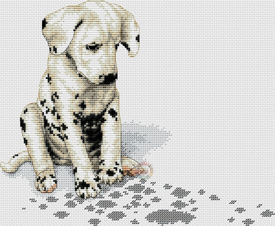 Dog Cross Stitch Pattern Puppy Colorful Art DIY X-stitch Chart | Etsy