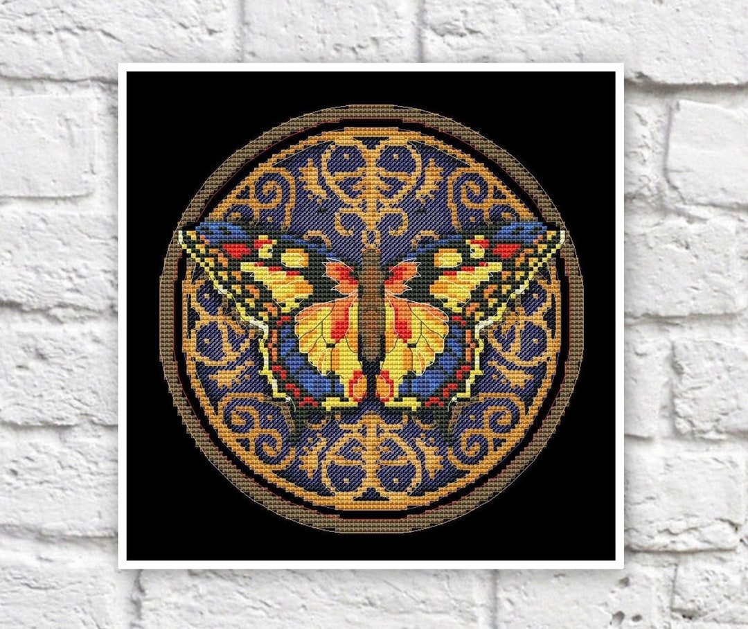 Butterfly Cross Stitch Pattern Colorful Art DIY X-stitch Chart ...