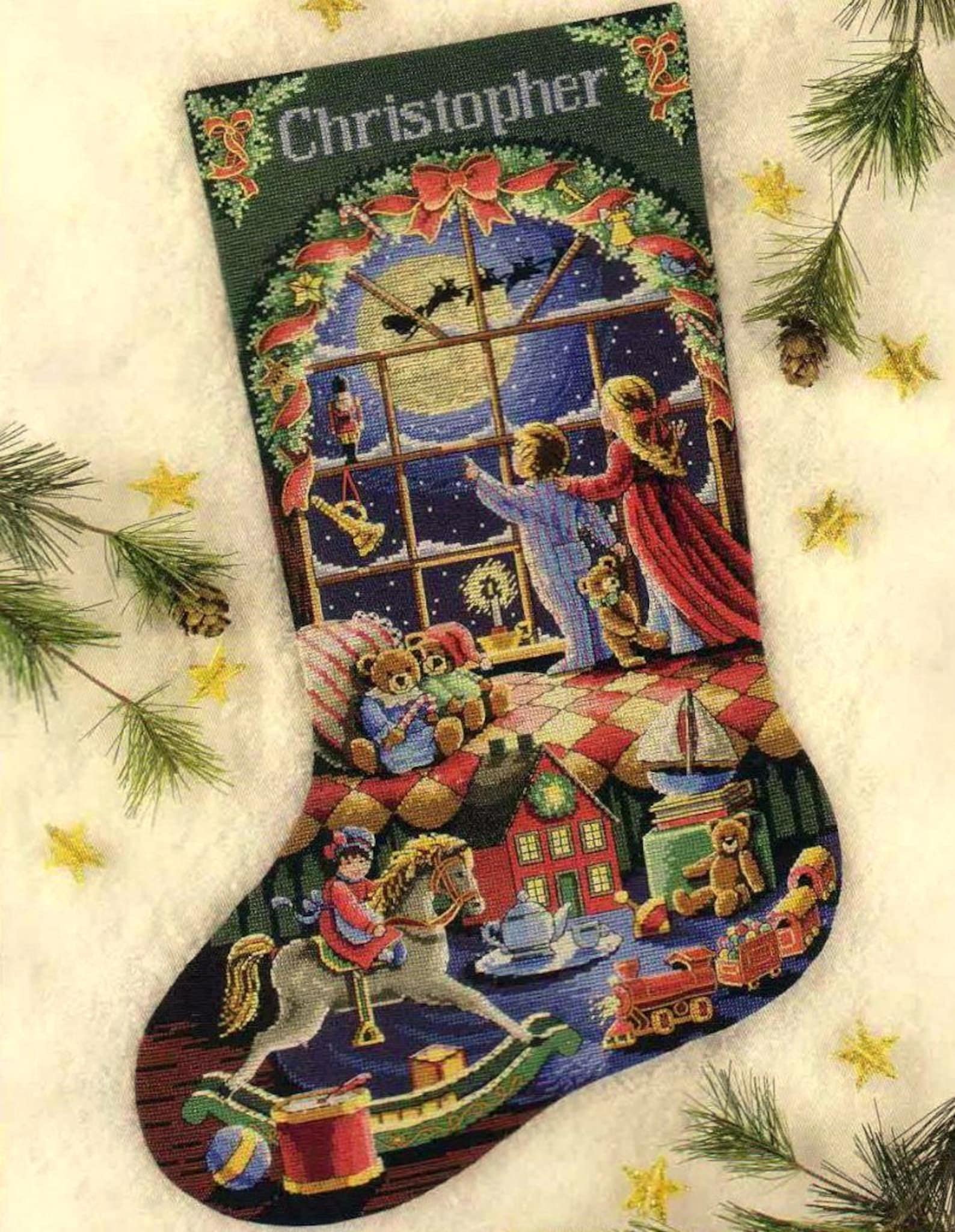 Christmas Stocking Cross Stitch Pattern Colorful Art DIY - Etsy
