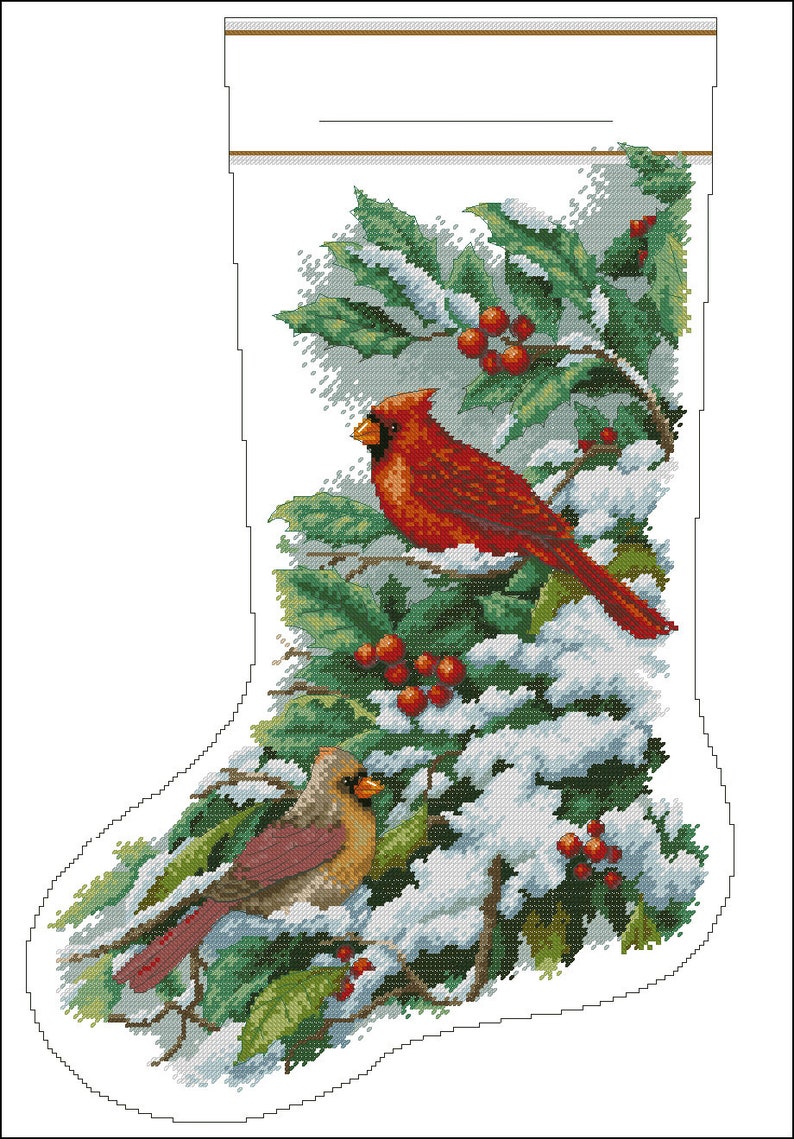 Christmas Stocking Cross Stitch Pattern Colorful Art DIY - Etsy