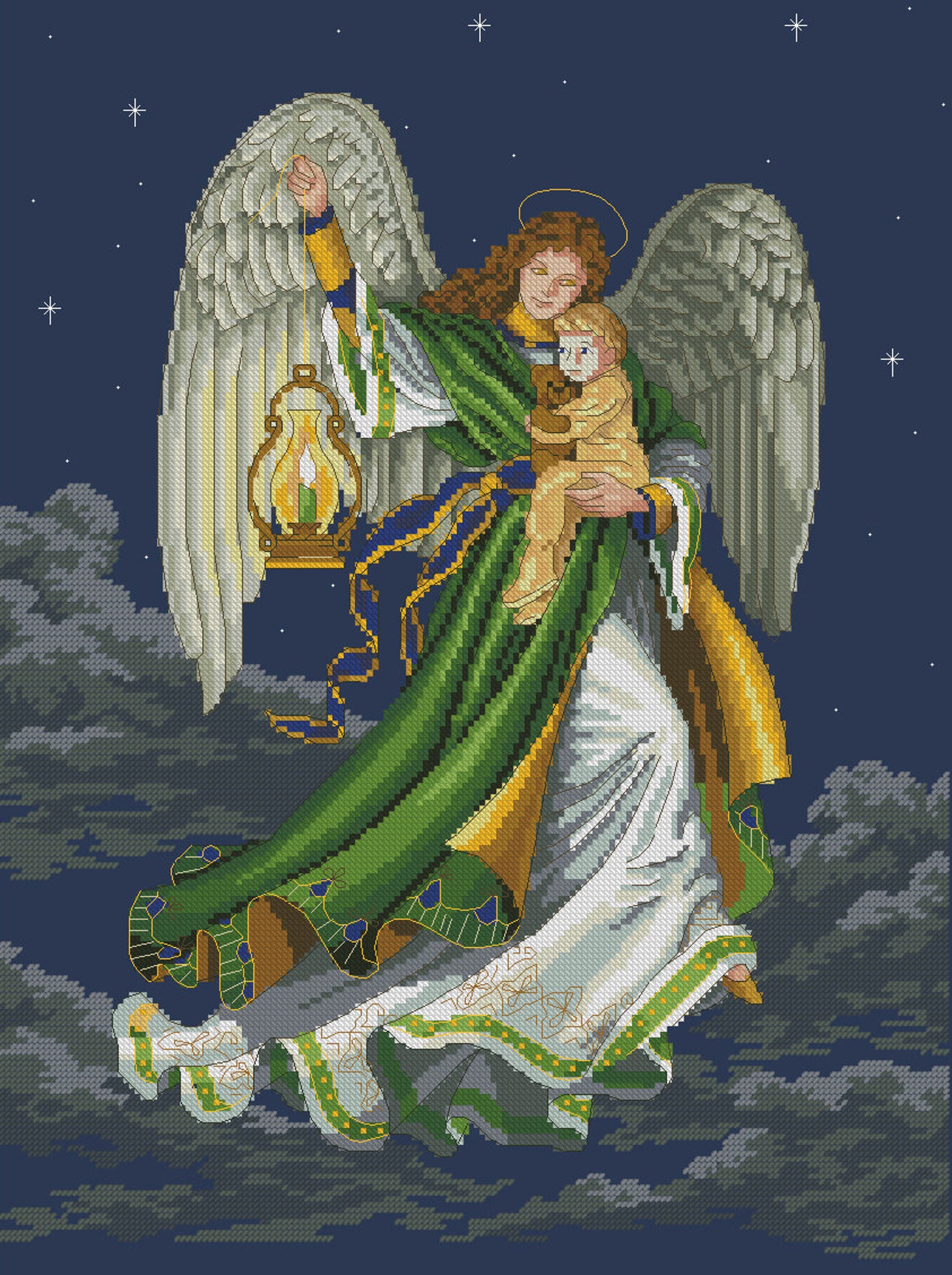 Angel Cross Stitch Pattern Colorful Art DIY X-stitch Chart - Etsy