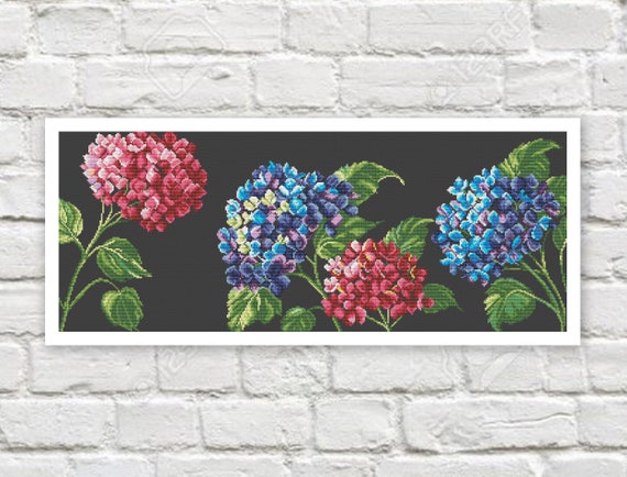 Hydrangeas Cross Stitch Pattern Colorful Art DIY X-stitch | Etsy