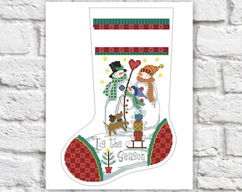 Christmas Stocking Cross Stitch Pattern Colorful Art DIY | Etsy