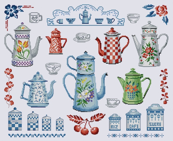 Kitchen Sampleer Cross Stitch Pattern Colorful Art DIY | Etsy