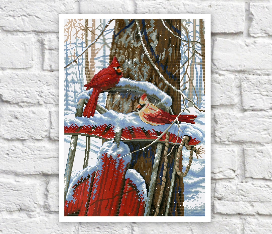 Christmas Birds Cross Stitch Pattern Colorful Art DIY X-stitch ...