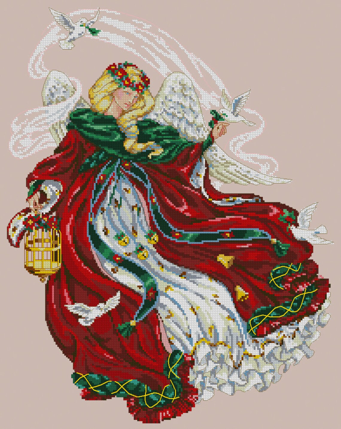 Christmas Angel Cross Stitch Pattern Colorful Art DIY X-stitch - Etsy