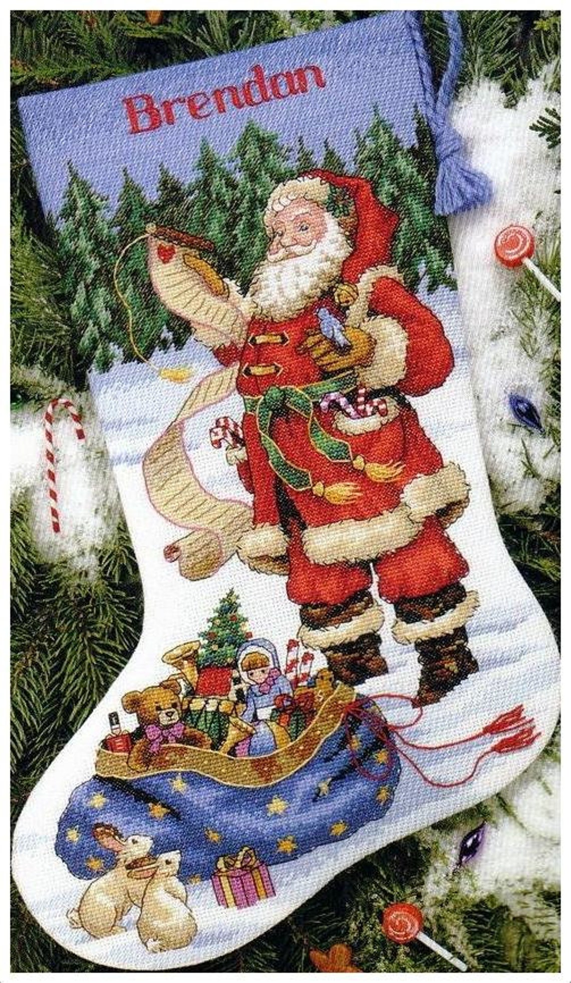 Christmas Stocking Cross Stitch Pattern Colorful Art DIY | Etsy Canada