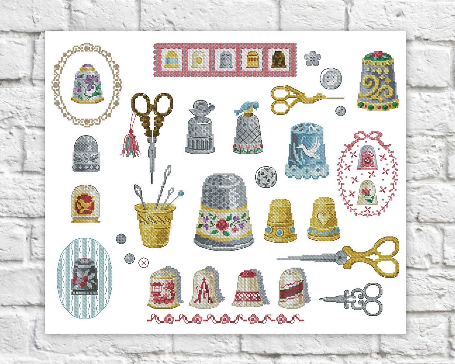 Sew Sampler Cross Stitch Pattern Needlework Colorful Art DIY - Etsy