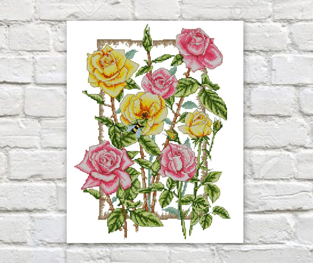 Rose Cross Stitch Pattern Garden Flowers Cross Stitch Counted PDF X ...