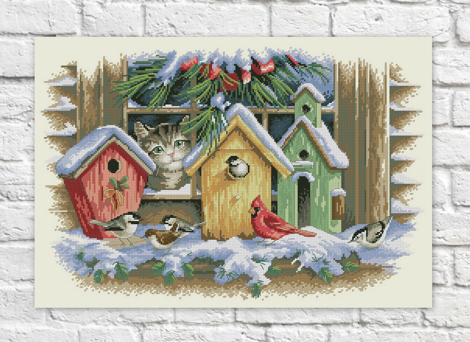 Christmas Birds Cross Stitch Pattern Winter Birds Colorful Art - Etsy