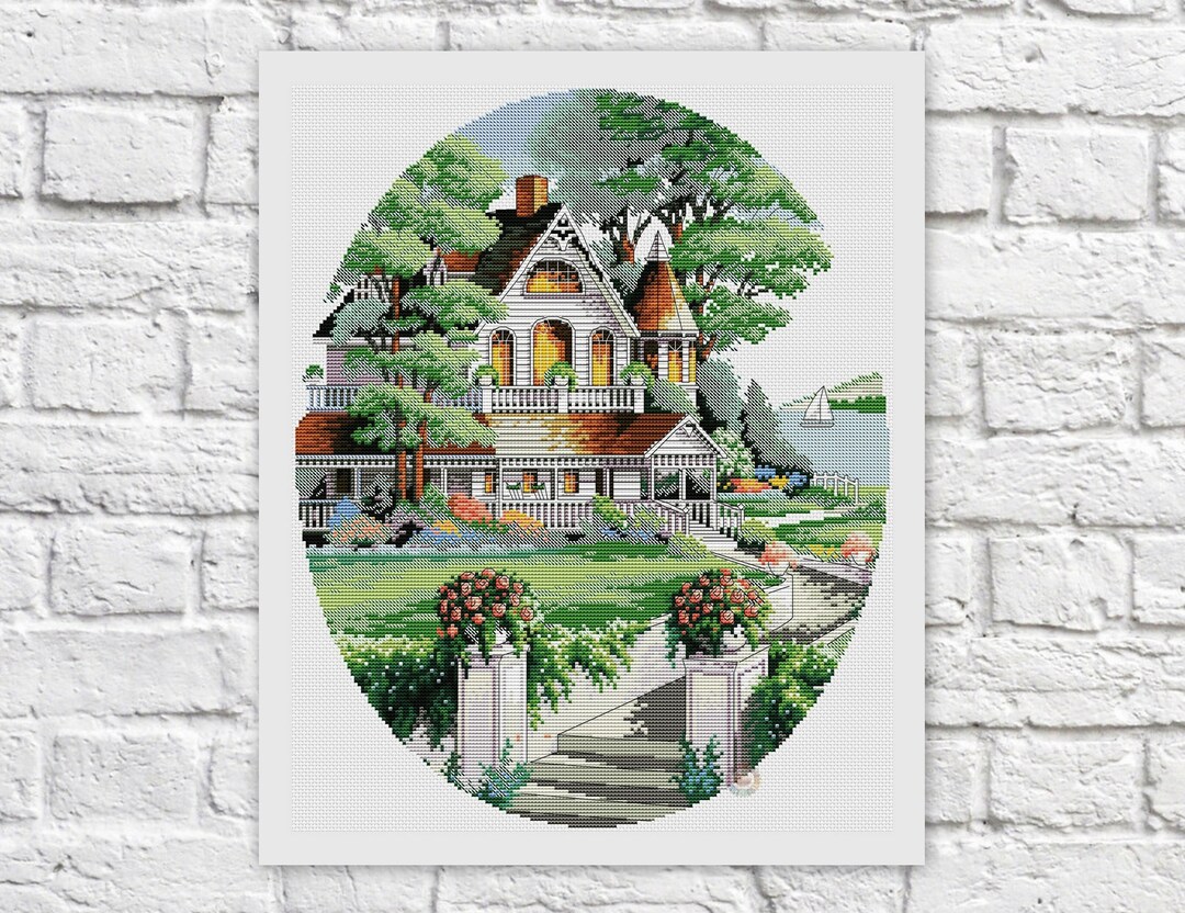 Cottage Cross Stitch Victorian Cottage Cross Stitch House Chart ...