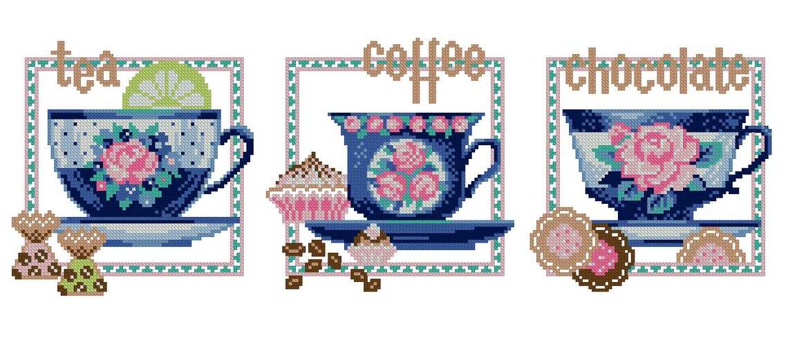 Cup Tea Cross Stitch Pattern Coffee Cross Stitch Kitchen | Etsy